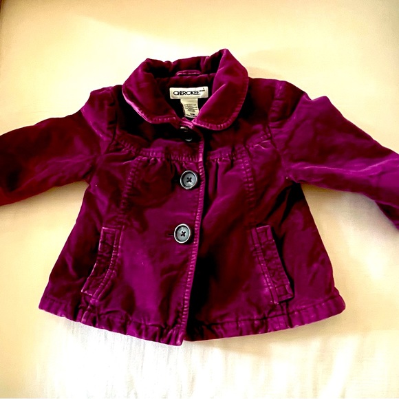 Cherokee | Jackets & Coats | Cherokee Girls Velvet Plum Color Coat ...